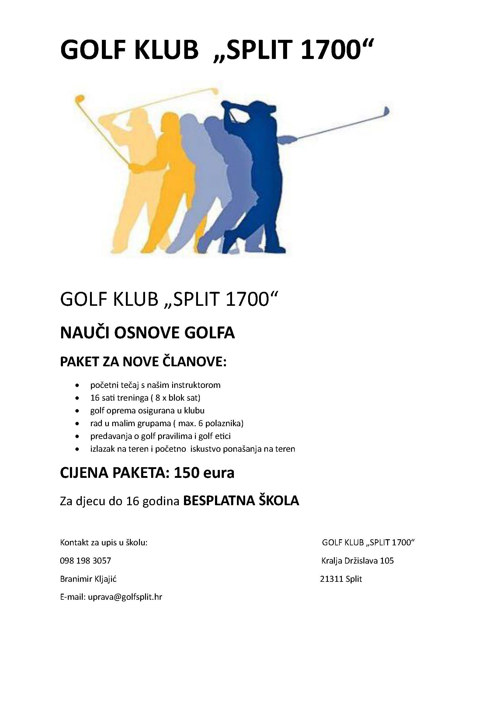 ŠKOLA GOLFA 2023 godine – Golf Klub Split 1700
